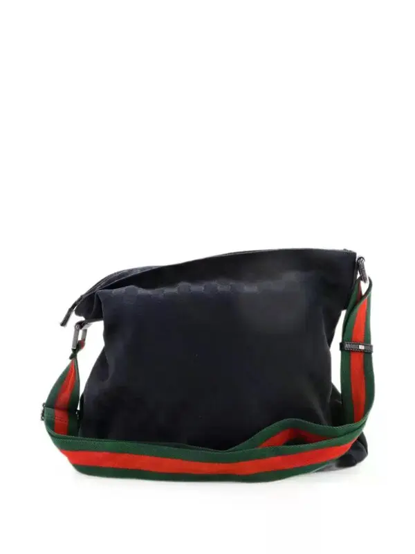 Gucci Front Pocket Web Messenger Gg Canvas Medium Crossbody Bag