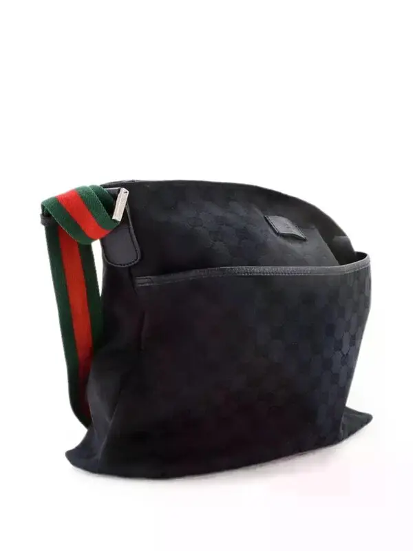 Gucci Front Pocket Web Messenger Gg Canvas Medium Crossbody Bag