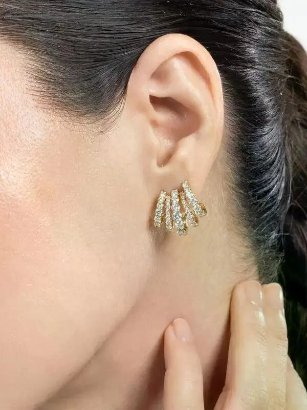 Kwiat Diamond Five-row Cuff Earrings In 18k Yellow - Gold