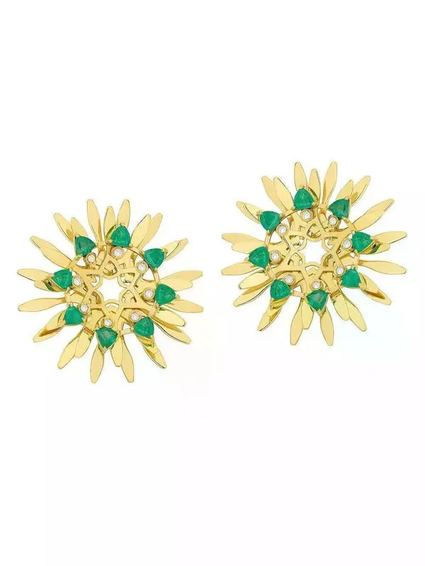 CAROL KAUFFMANN Mandala Emerald And Diamond Earrings