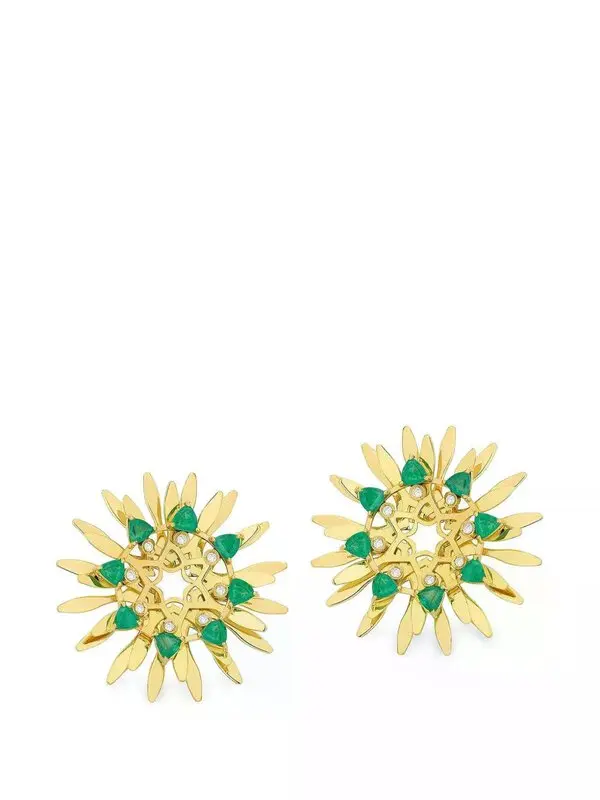 CAROL KAUFFMANN Emerald And Diamond Earrings - Gold