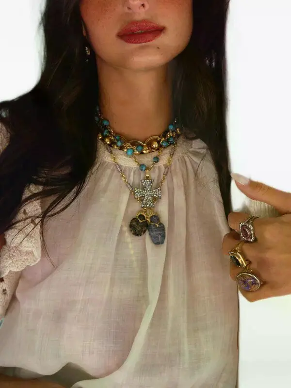 SYLVA & CIE Pink Sapphire Bullet Chain Necklace