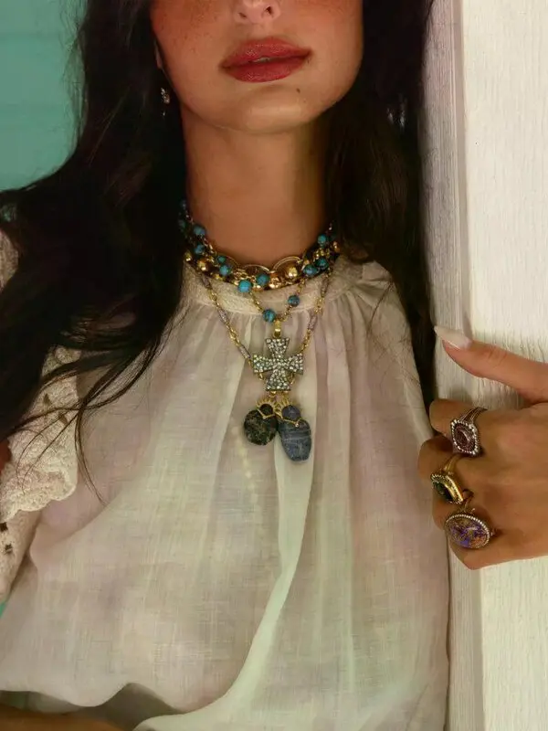 SYLVA & CIE Pink Sapphire Bullet Chain Necklace