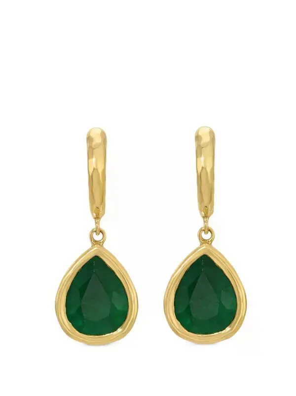 OCTAVIA ELIZABETH Hidden Gem Emerald Earrings - Gold