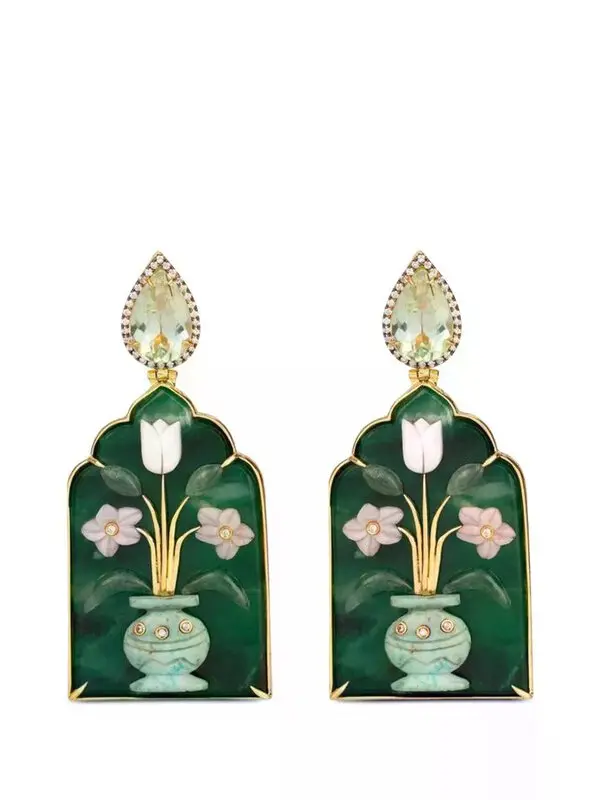 SILVIA FURMANOVICH 18k Yellow Multi-stone Floral Motif Drop Earrings - Gold