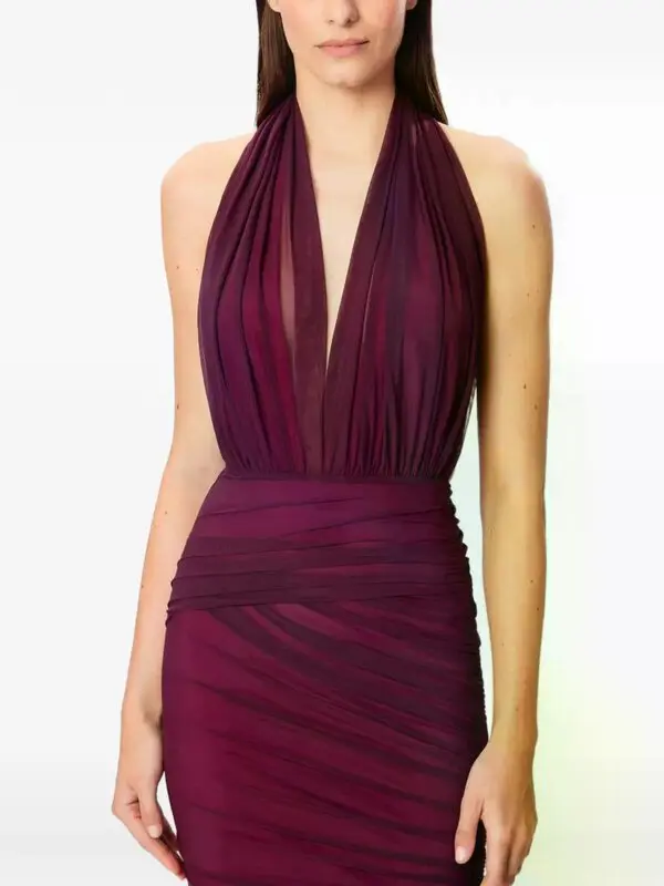 AMAZUIN Tamie Halterneck Draped Midi Dress