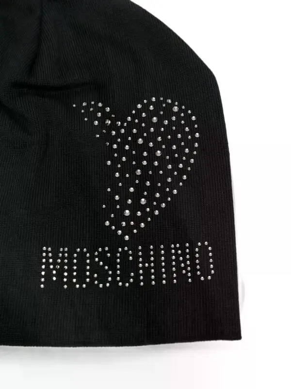 Moschino Crystal-embellished Heart Beanie Hat - Black