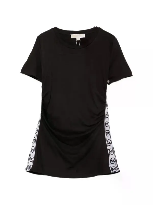 Michael Kors Logo-tape Ruched T-shirt - Black
