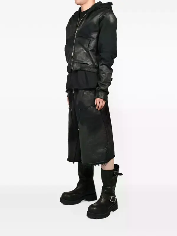 FILTH Waxed Distressed-effect Zip-up Hoodie
