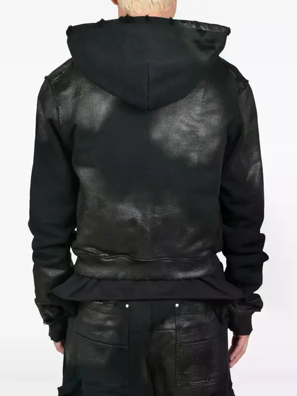 FILTH Waxed Distressed-effect Zip-up Hoodie