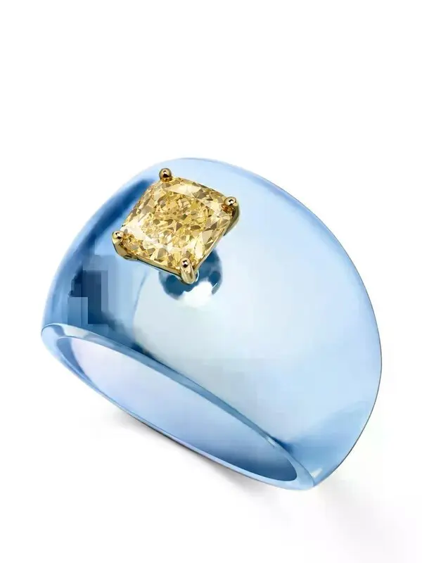 SOLO FOR DIAMONDS Lab-grown Diamond Cushion-cut Ring In 14k Gold - Blue