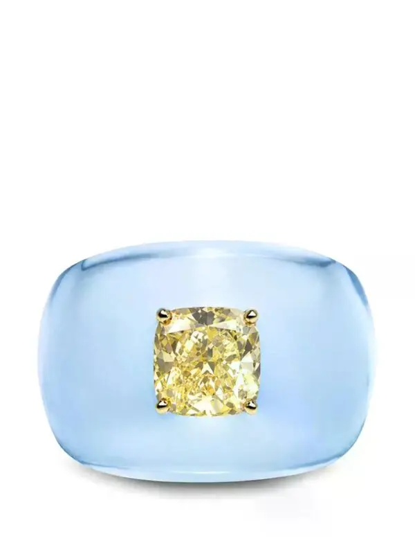 SOLO FOR DIAMONDS Lab-grown Diamond Cushion-cut Ring In 14k Gold - Blue
