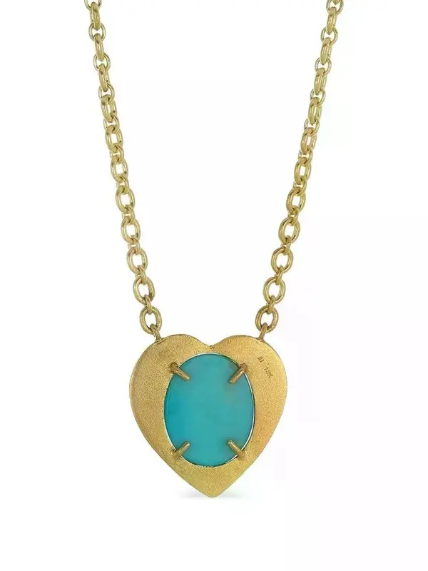 Irene Neuwirth Turquoise And Diamond Heart Pendant Necklace