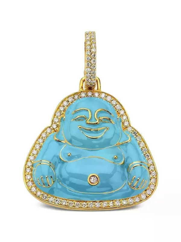 BUDDHA MAMA Diamond And Enamel Happy Buddha Pendant - Gold