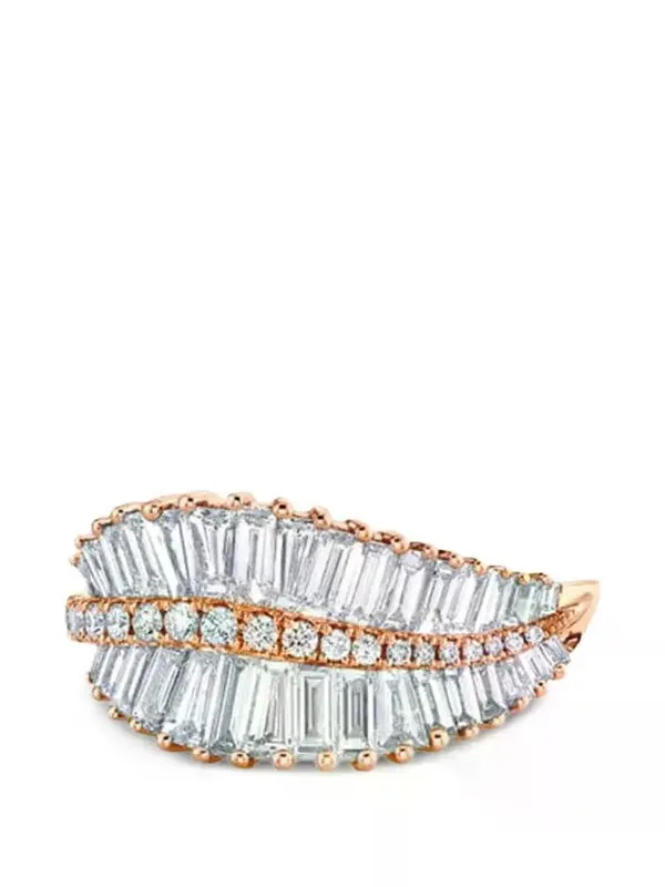 ANITA KO Palm Leaf Diamond Ring - Pink
