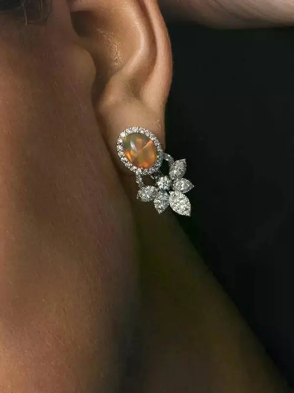 Yeprem Opal And Diamond Earrings - Silver