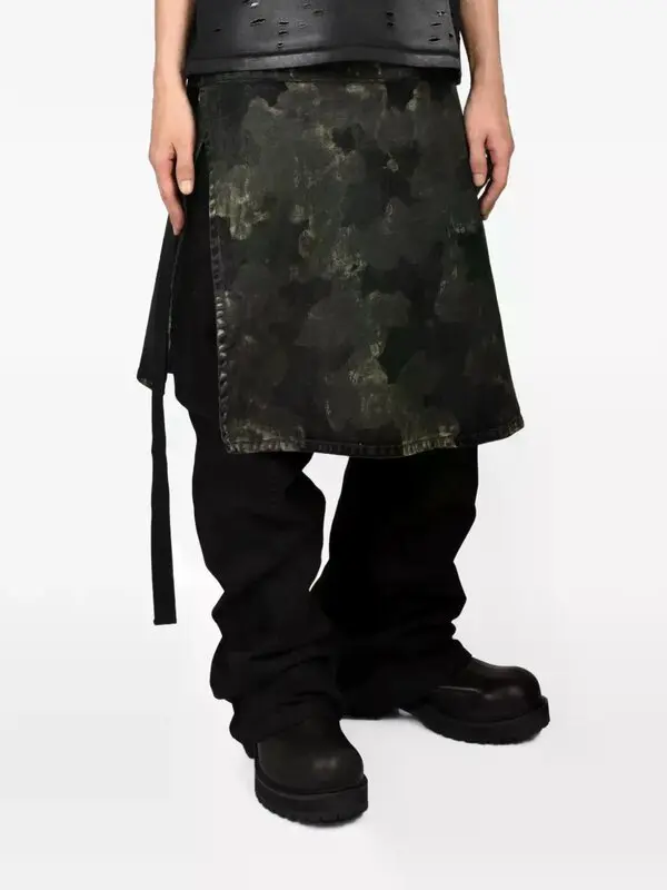 FILTH Bleached-effect Wrap Skirt - Black