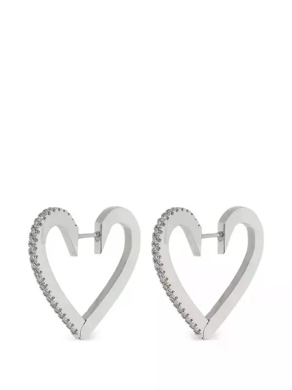 CADAR Endless Heart Diamond Hoop Earrings In 18k White Gold - Silver