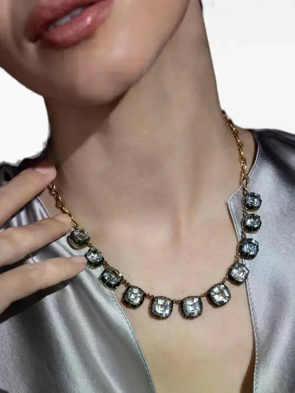 Fred Leighton White Topaz Collet Semi-riviere Necklace