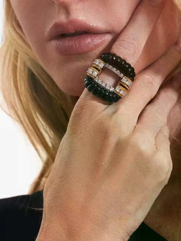 ANDREOLI 18k Diamond And Onyx Ring - Gold