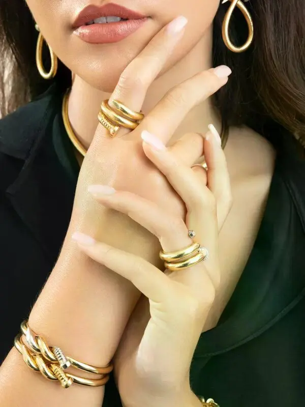 David Webb Twisted Nail Two-tone Cuff Bracelet