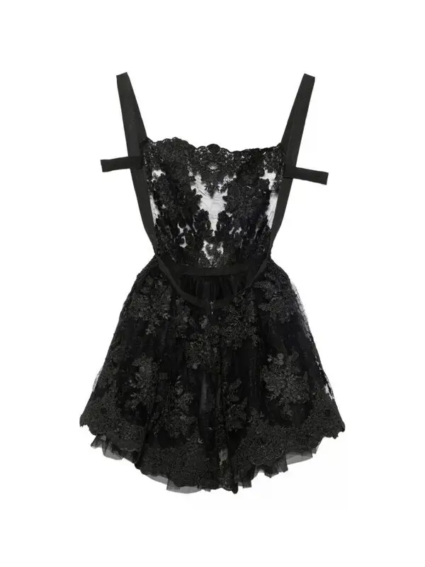 Alchemy Fashions Lia Beaded Lace-overlay Mini Dress