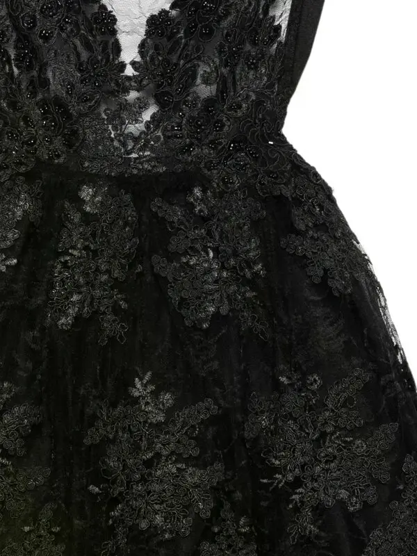 Alchemy Fashions Lia Beaded Lace-overlay Mini Dress