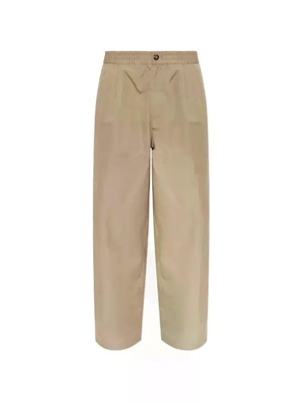 Emporio Armani Regular-fit Cotton Poplin Trousers With Elasticated Waist - Neutrals