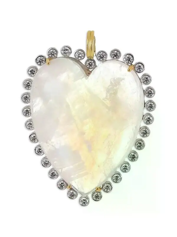 Irene Neuwirth Rainbow Moonstone And Diamond Heart Pendant Necklace - Gold