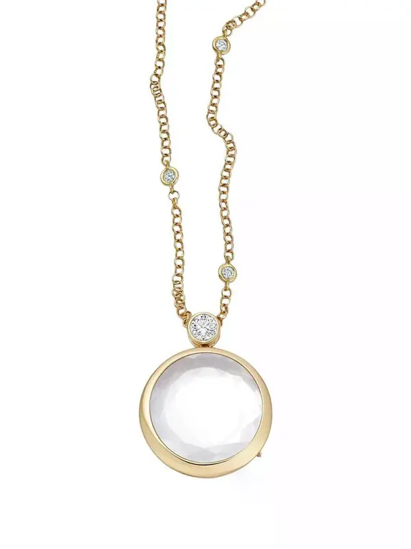 Loquet Sapphire And Diamond Locket Necklace In 18k Yellow - Gold