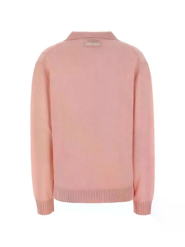 Miu Miu Pointelle-knit Polo Sweater