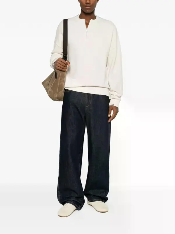 Extreme Cashmere Like Half-zip Drop-shoulder Sweater