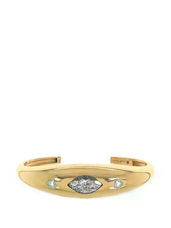 WITH LOVE 18k Yellow Sapphire And Diamond Open Cuff Bracelet - Gold