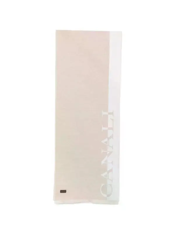 Canali Logo-print Fringed-edge Scarf - Neutrals