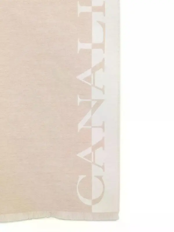 Canali Logo-print Fringed-edge Scarf - Neutrals