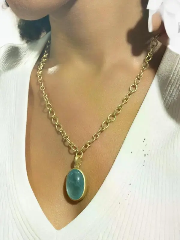 LEIGH MAXWELL Aquamarine Pendant Necklace - Gold
