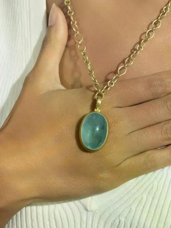 LEIGH MAXWELL Aquamarine Pendant Necklace