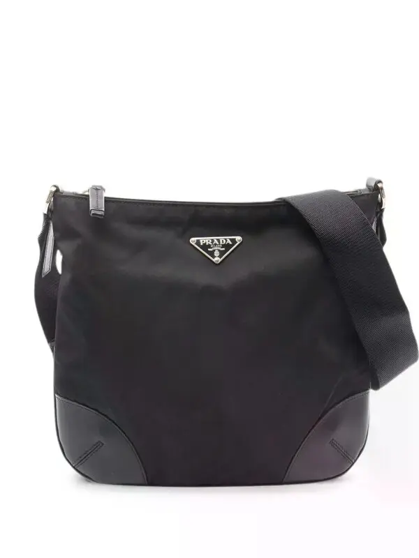 Prada 2013-2026 Vitello Trimmed Tessuto Zip Top Crossbody Bag