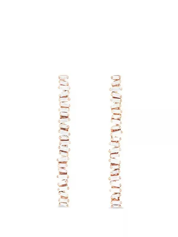 SUZANNE KALAN Midi Tennis Drop Diamond Earrings - Pink