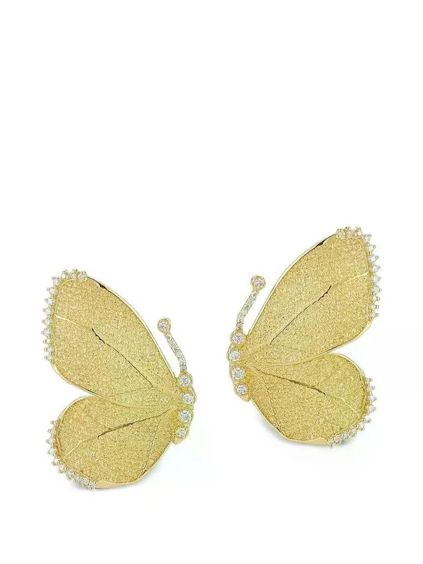 TANYA FARAH Large Butterfly Wing Diamond Earrings - Gold