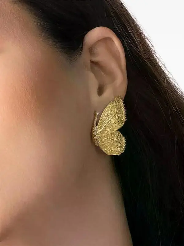 TANYA FARAH 18k Yellow Diamond Butterfly Wing Earrings - Gold