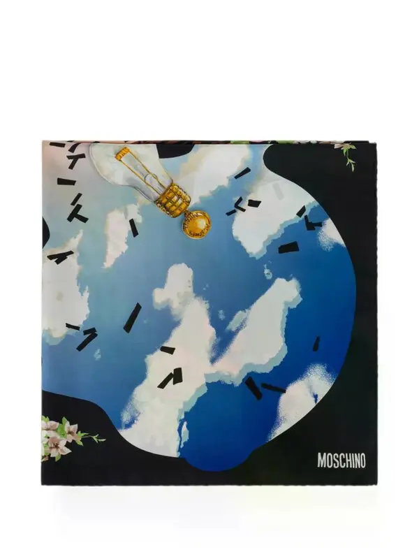 Moschino Graphic-print Silk Scarf - Black
