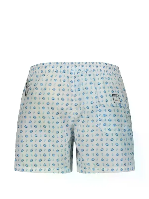 Fedeli Fish-printed Drawstring Swim Shorts