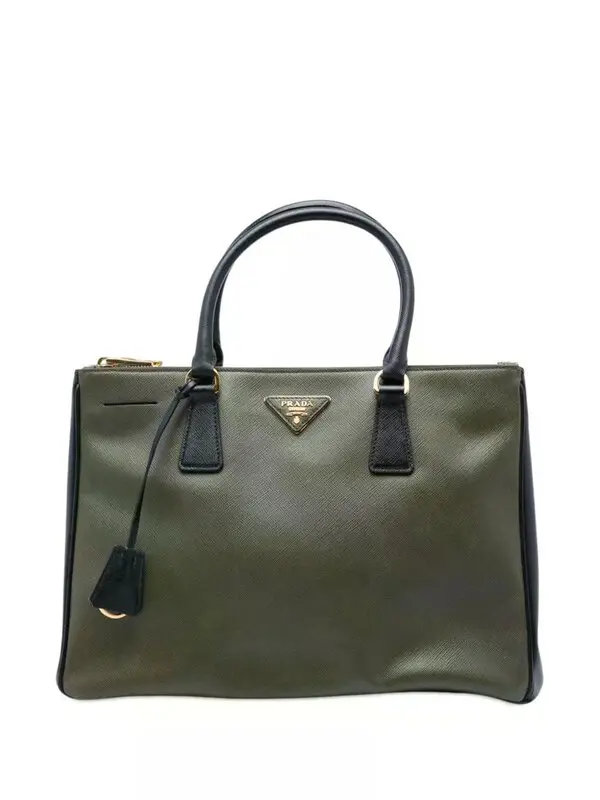Prada 2021-2026 Medium Bicolor Saffiano Lux Galleria Double Zip Satchel
