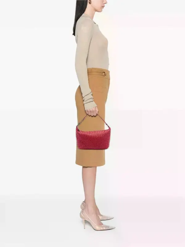 Bottega Veneta 2012-2026 Nappa Intrecciato Shoulder Bag - Red