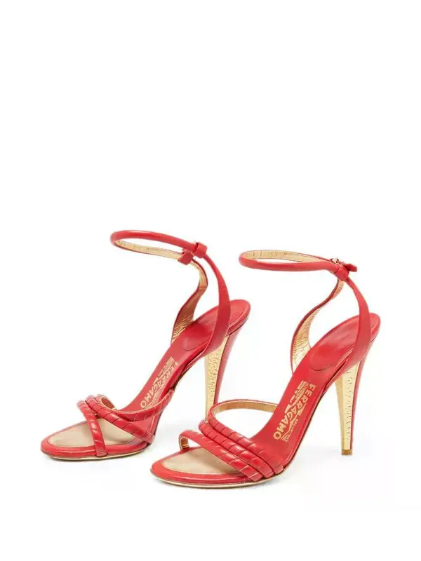 FERRAGAMO Quilted-finish Ankle-strap Sandals - Red