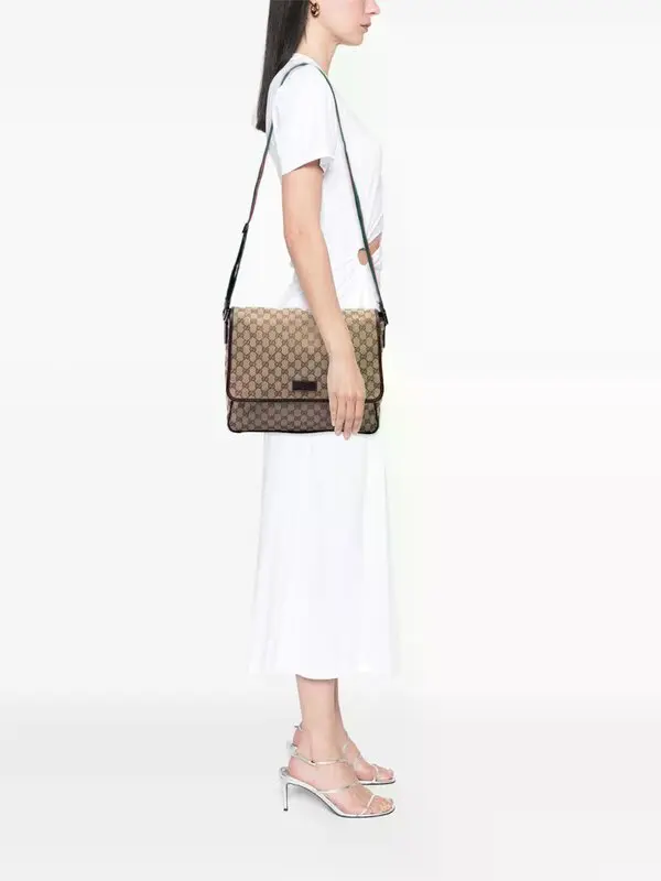 Gucci 2016-2026 Gg Canvas Web Flap Messenger Bag Crossbody Bag - Neutrals