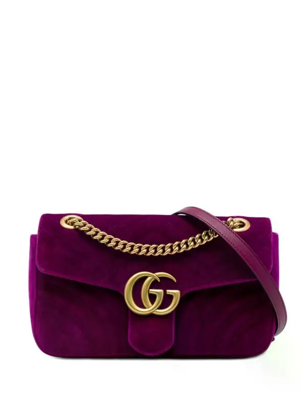 Gucci Gg Marmont Matelassé Velvet Shoulder Bag