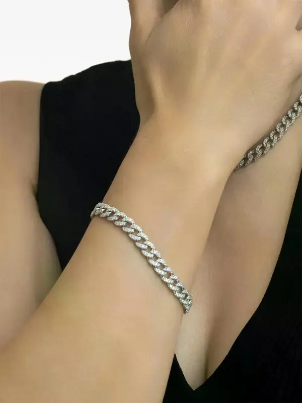 ZYDO 18k White Gold Diamond Cuban Link Bracelet - Silver