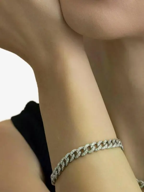 ZYDO 18k White Gold Diamond Cuban Link Bracelet